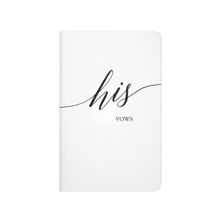 Elegant Black Calligraphy Wedding His Vows Book | Zazzle