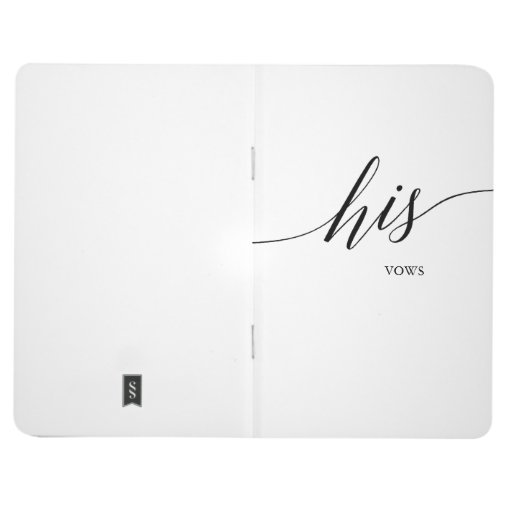 Elegant Black Calligraphy Wedding His Vows Book | Zazzle