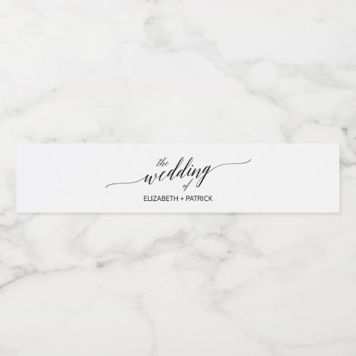 Elegant Black Calligraphy Wedding Water Bottle Label | Zazzle