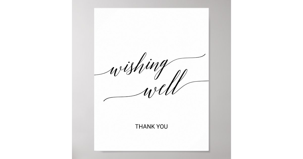 Elegant Black Calligraphy Wishing Well Sign | Zazzle