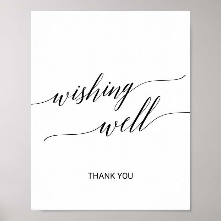 Elegant Black Calligraphy Wishing Well Sign | Zazzle.com