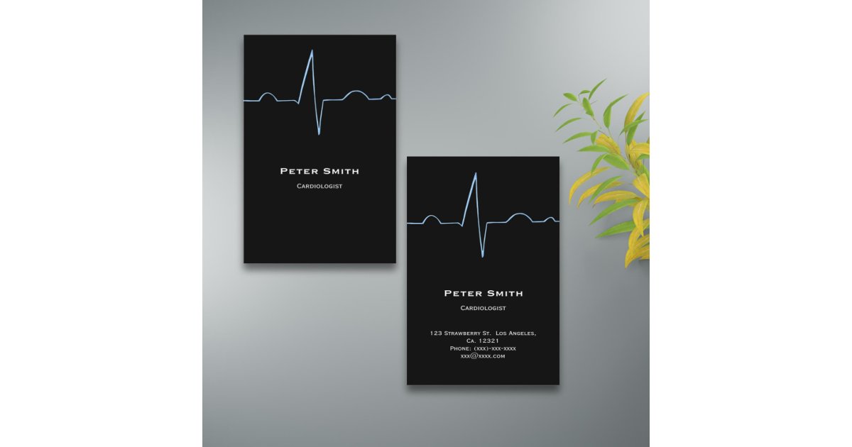 Elegant Black Cardiologist Business Card | Zazzle
