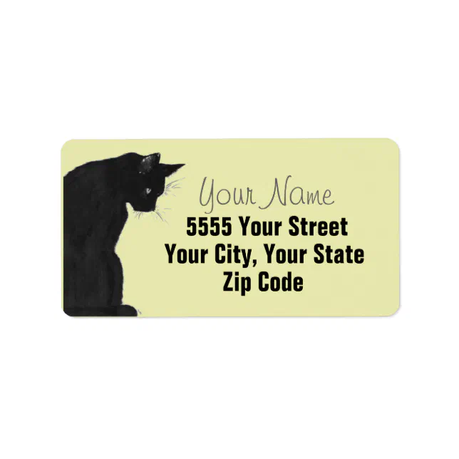 Elegant Black Cat Address Labels | Zazzle