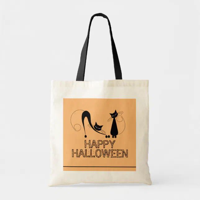 Elegant Black Cat, Happy Halloween Tote Bag | Zazzle