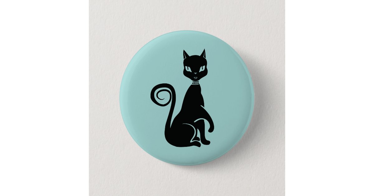 Elegant Black Cat Pinback Button | Zazzle