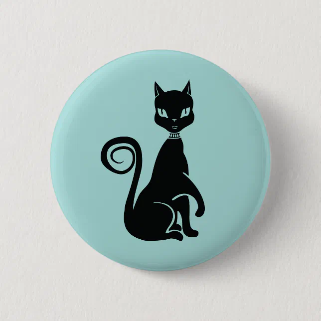 Elegant Black Cat Pinback Button | Zazzle