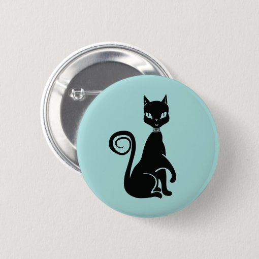 Elegant Black Cat Pinback Button | Zazzle