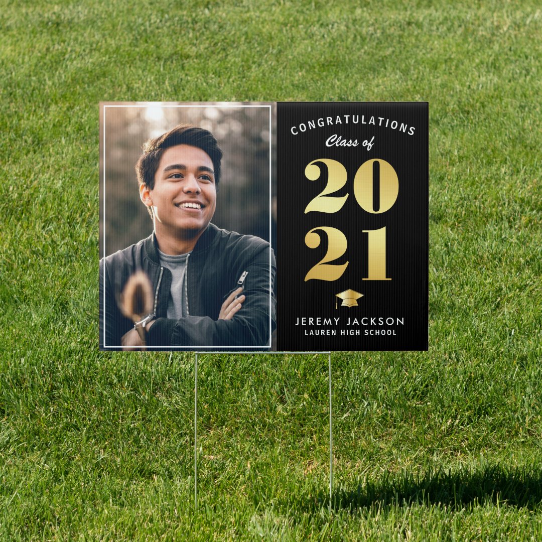 Elegant black class of 2020 graduation yard sign | Zazzle
