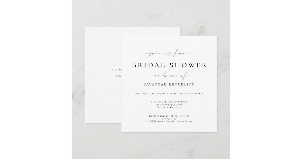 Elegant Black Classic Bridal Shower Invitation | Zazzle