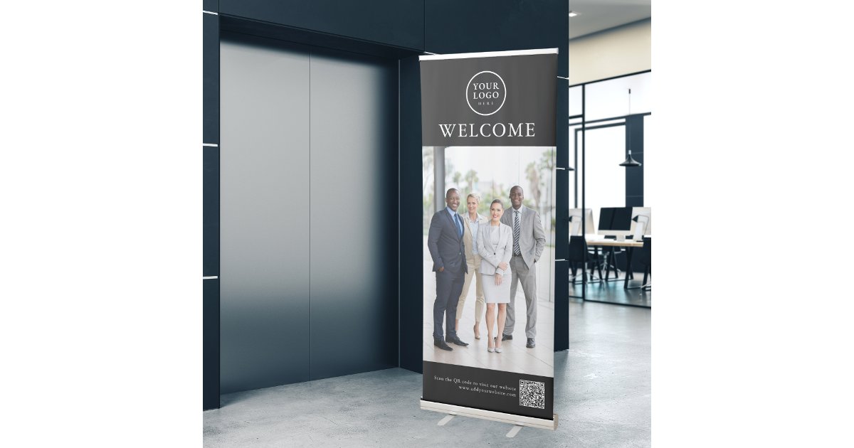 Elegant Black Custom Corporate Office Welcome Sign | Zazzle