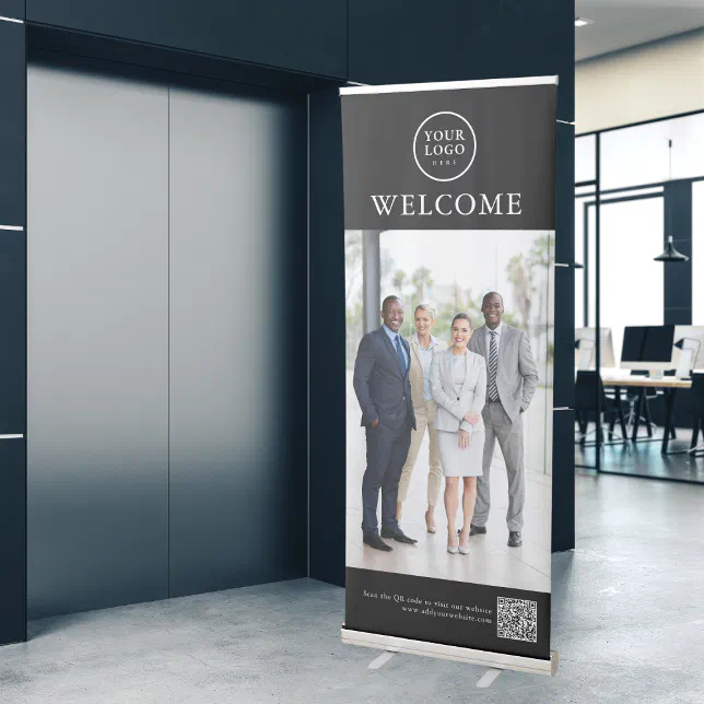 Elegant Black Custom Corporate Office Welcome Sign | Zazzle