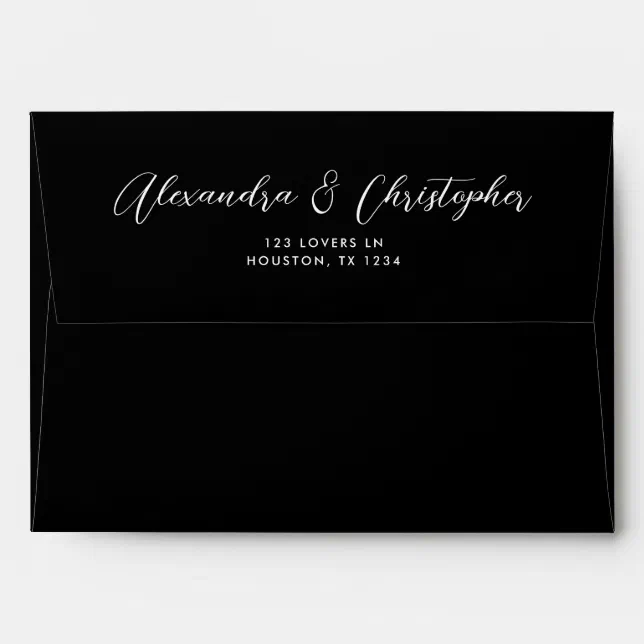 Elegant Black Custom Names Calligraphy Wedding Envelope | Zazzle