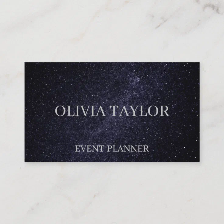Elegant black deep space nebula business card | Zazzle