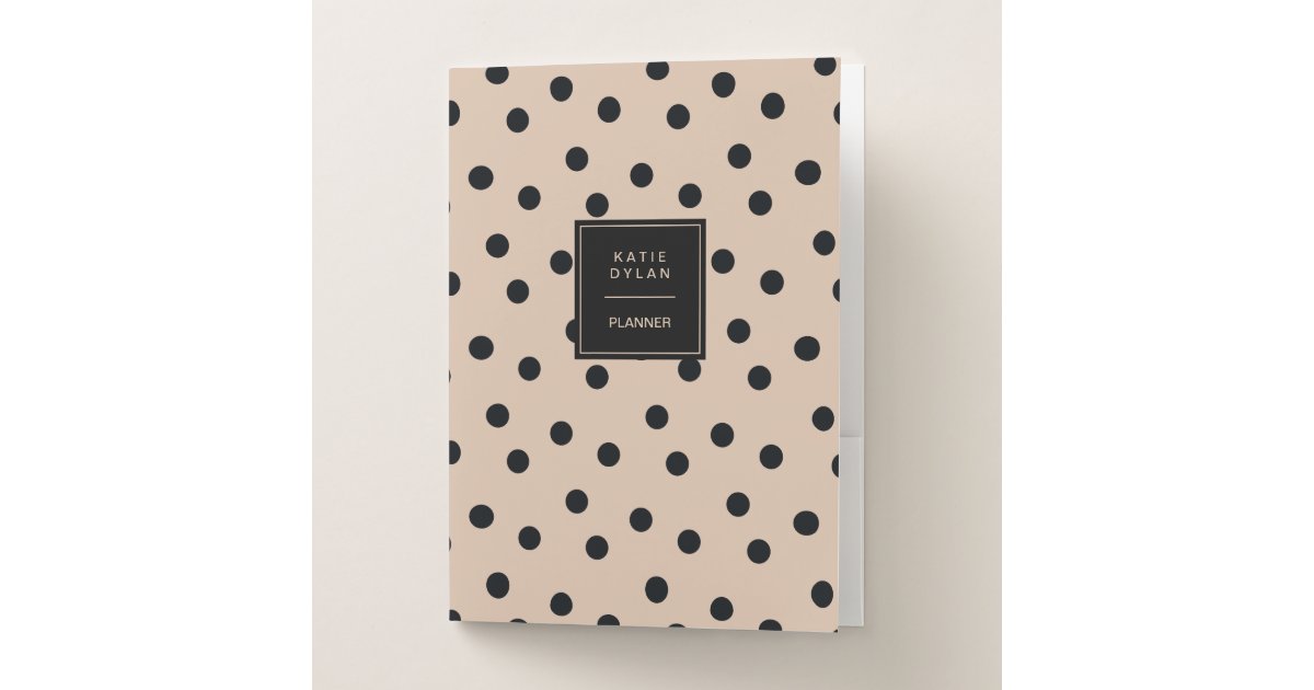 Elegant Black Dots on Tan Beige Background Pocket Folder | Zazzle