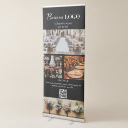 Elegant Black Event Planning Business 4 Photos Retractable Banner | Zazzle
