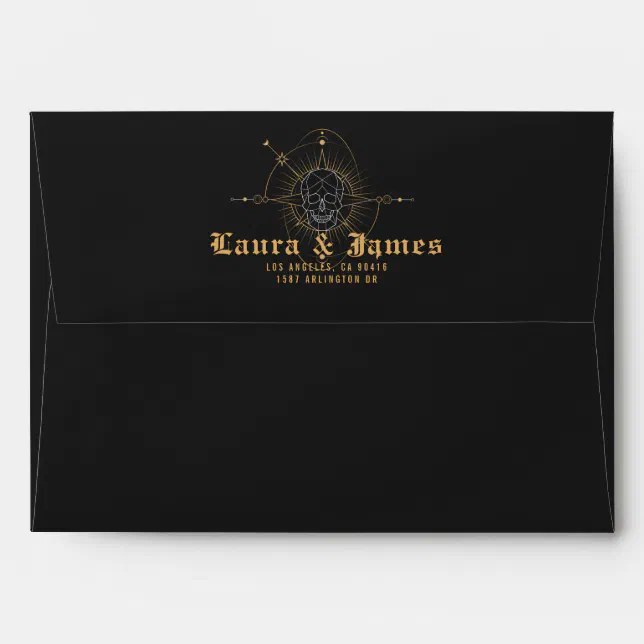 Elegant Black flower Tarot Gothic wedding Envelope | Zazzle