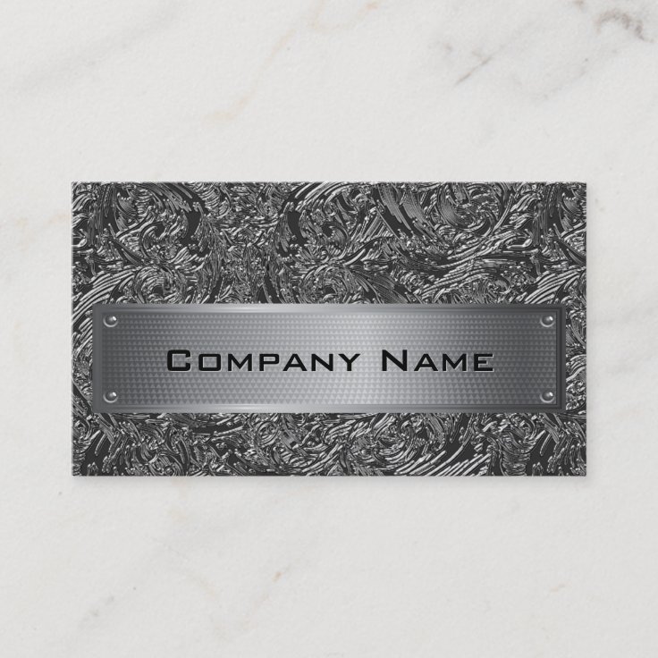 Elegant Black Foil Silver Plate Business Card | Zazzle