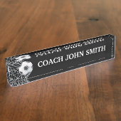 Elegant Black Football Coach Desk Name Plate | Zazzle