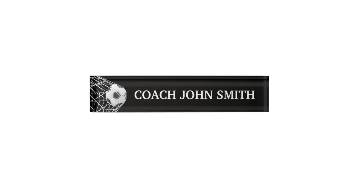 Elegant Black Football Coach Desk Name Plate | Zazzle