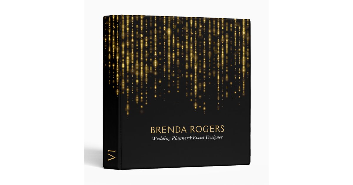 Elegant Black & Glam Gold Design Binder | Zazzle