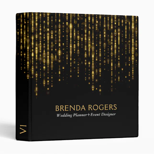 Elegant Black & Glam Gold Design Binder | Zazzle