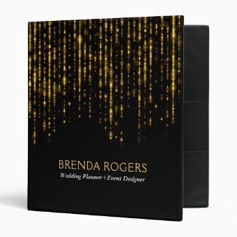 Elegant Black & Glam Gold Design Binder | Zazzle