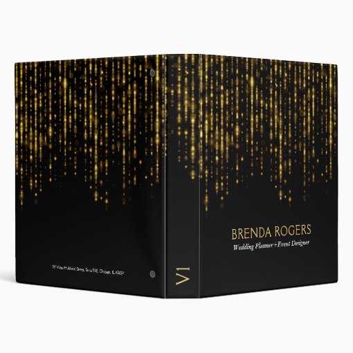Elegant Black & Glam Gold Design Binder | Zazzle