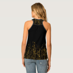 Elegant Black & Glam Gold Glitter Design Tank Top | Zazzle
