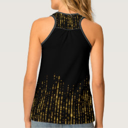 Elegant Black & Glam Gold Glitter Design Tank Top | Zazzle