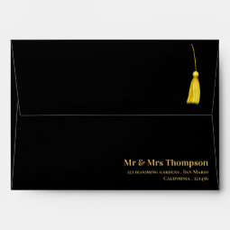 Elegant Black Gold Brush Font Grad Graduation Envelope | Zazzle