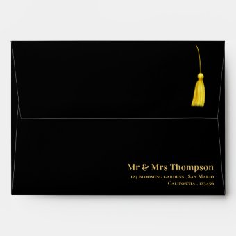 Elegant Black Gold Brush Font Grad Graduation Envelope | Zazzle