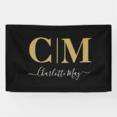 Elegant Black Gold Business Monogram Trade Show Banner | Zazzle