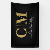 Elegant Black Gold Business Monogram Trade Show Banner | Zazzle