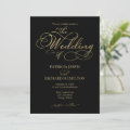 Elegant Black Gold Calligraphy Wedding Invitation | Zazzle