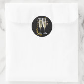 Elegant Black Gold Champagne Glass Stickers | Zazzle