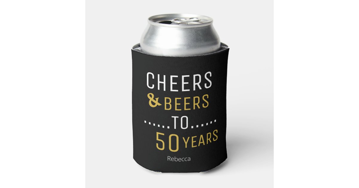 Elegant Black And Gold Cheers And Beers 50th Birthday Can Cooler Zazzle