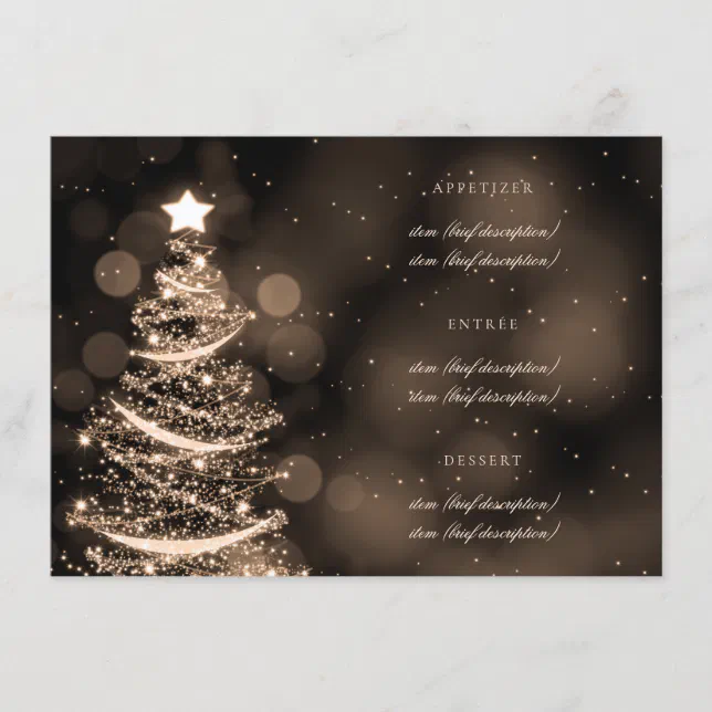 Elegant Black Gold Christmas Elegant Wedding Menu | Zazzle