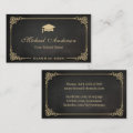 Elegant Black Gold Class of Graduate Student Calling Card | Zazzle