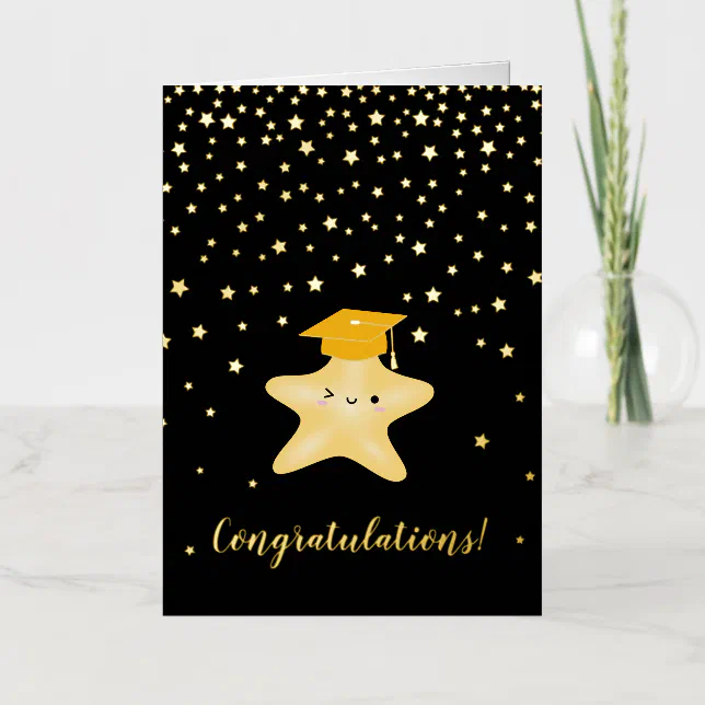Elegant Black & Gold Congratulations Graduate Foil Greeting Card | Zazzle