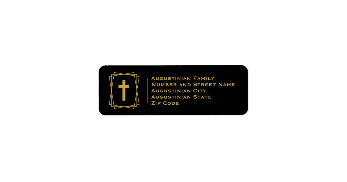 Elegant Black Gold Cross Christian Return Address Label | Zazzle