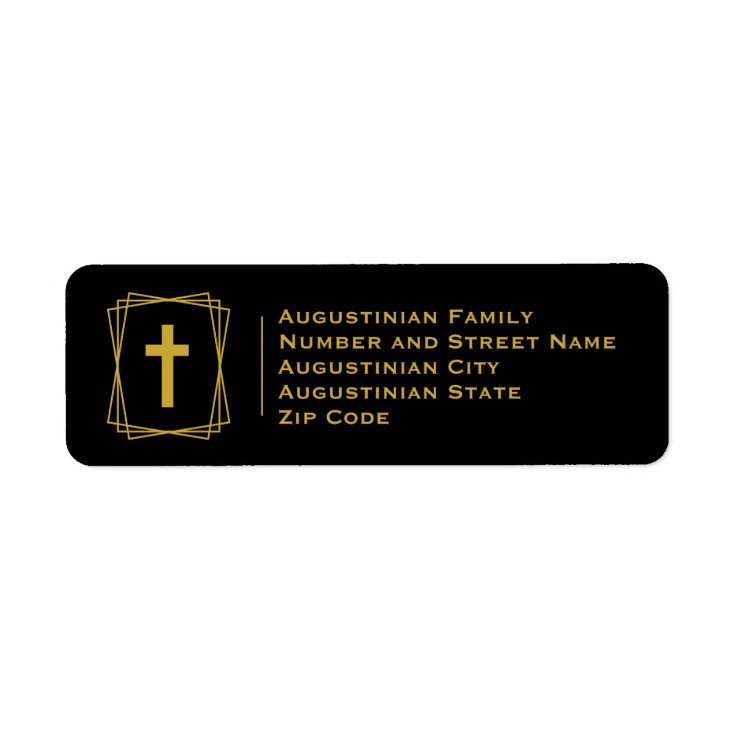 Elegant Black Gold Cross Christian Return Address Label | Zazzle