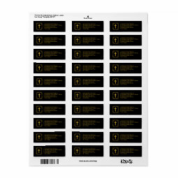 Elegant Black Gold Cross Christian Return Address Label | Zazzle