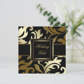 Elegant Black Gold Damask Party Invitations | Zazzle