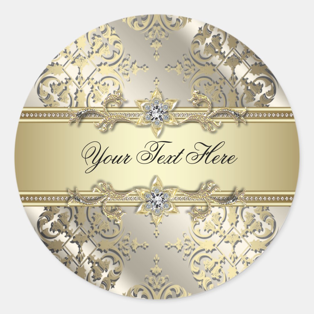 Elegant Black Gold Damask Stickers | Zazzle