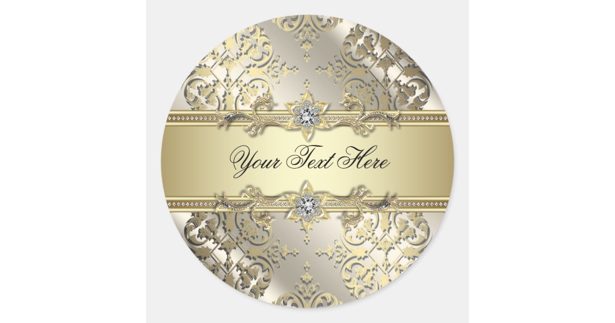 Elegant Black Gold Damask Stickers | Zazzle