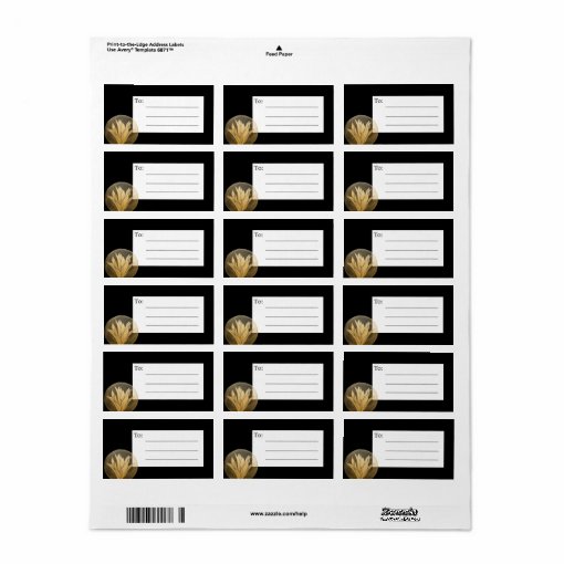 Elegant Black Gold Floral Blank Mailing Label | Zazzle
