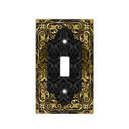 Elegant Black & Gold Floral Frame Light Switch Cover | Zazzle