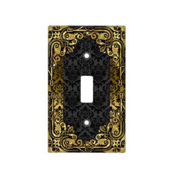 Elegant Black & Gold Floral Frame Light Switch Cover | Zazzle