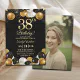 Elegant Black Gold Glitter 38th Birthday Photo Invitation | Zazzle
