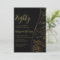 Elegant Black Gold Glitter 80th Eighty Birthday Invitation | Zazzle